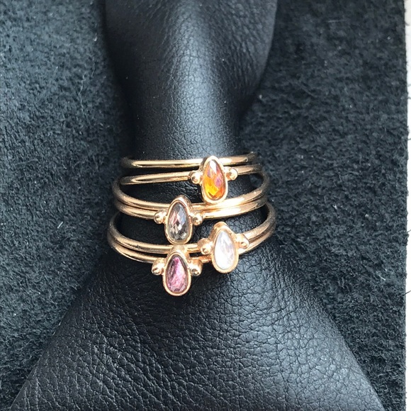 Free People | Jewelry | Nwt Free People Gold Gemstone Stacking Rings ...